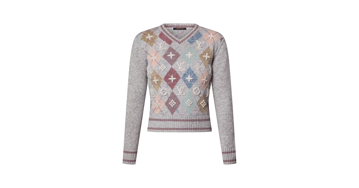 Pull à motif losanges et Monogram 3D - Prêt-à-porter de luxe | Femme ...