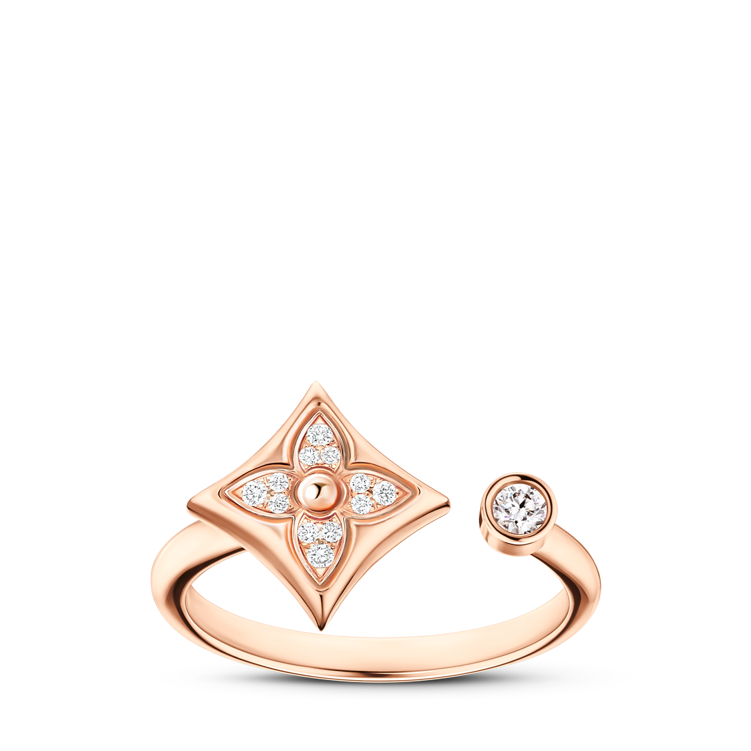 Bague Mini Star Color Blossom, or rose, nacre blanche et diamant ...