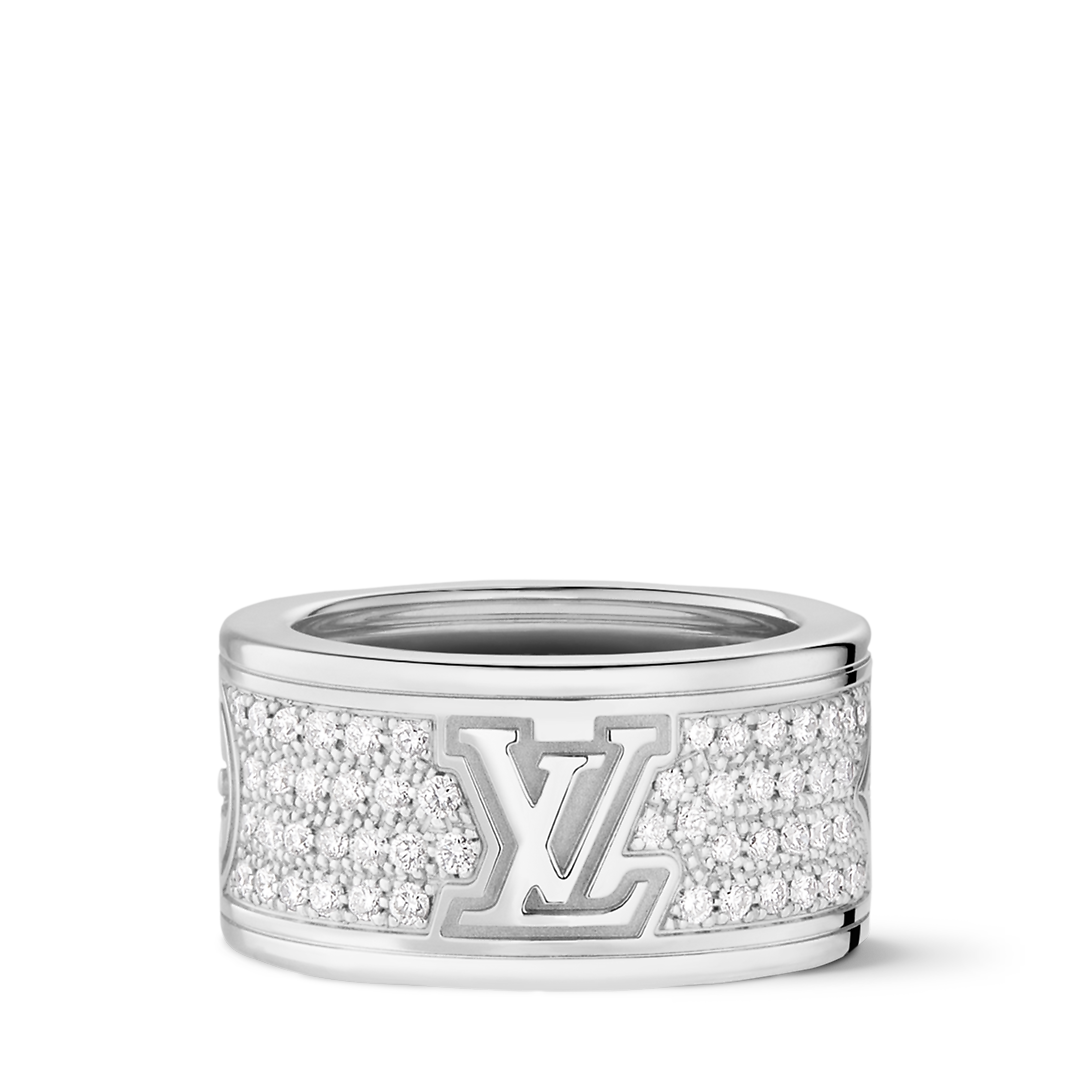 Bague large Les Gastons Vuitton, or blanc et diamants - Catégories de ...