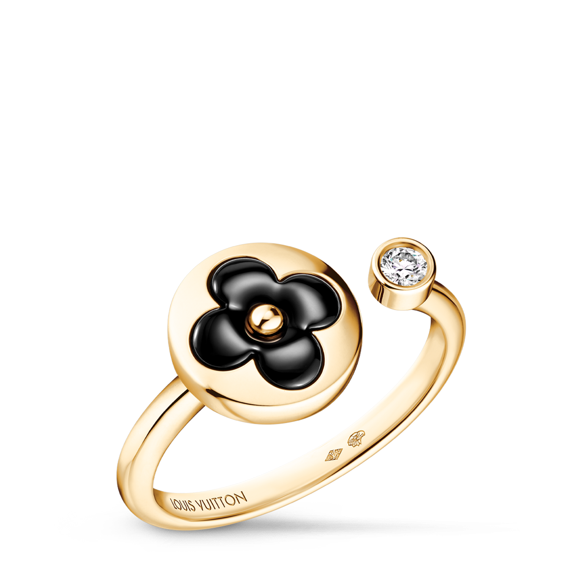 Bague Mini Sun Color Blossom, or jaune, onyx et diamant | LOUIS VUITTON