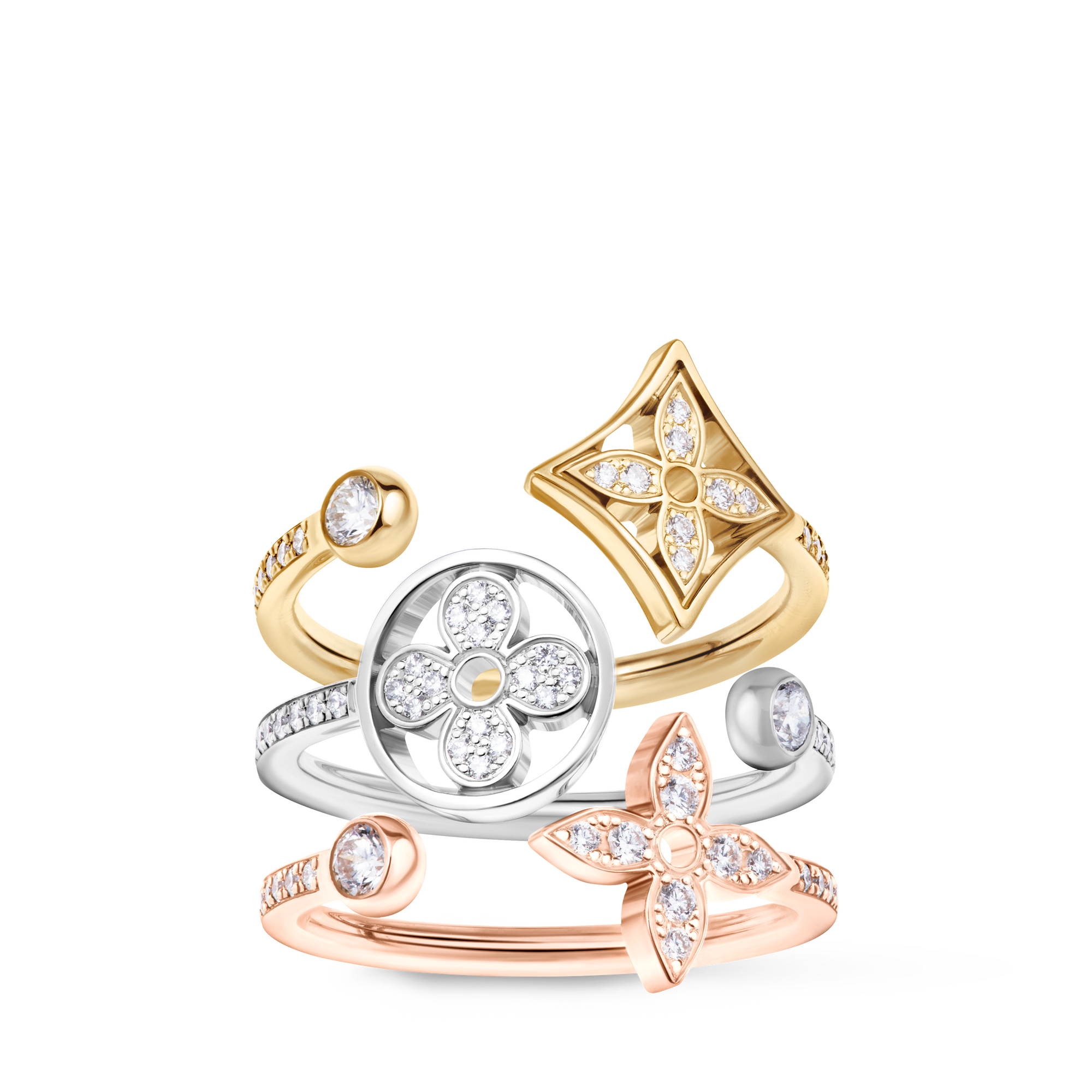Bague pavée Idylle Blossom, trois ors et diamants - Catégories de luxe ...