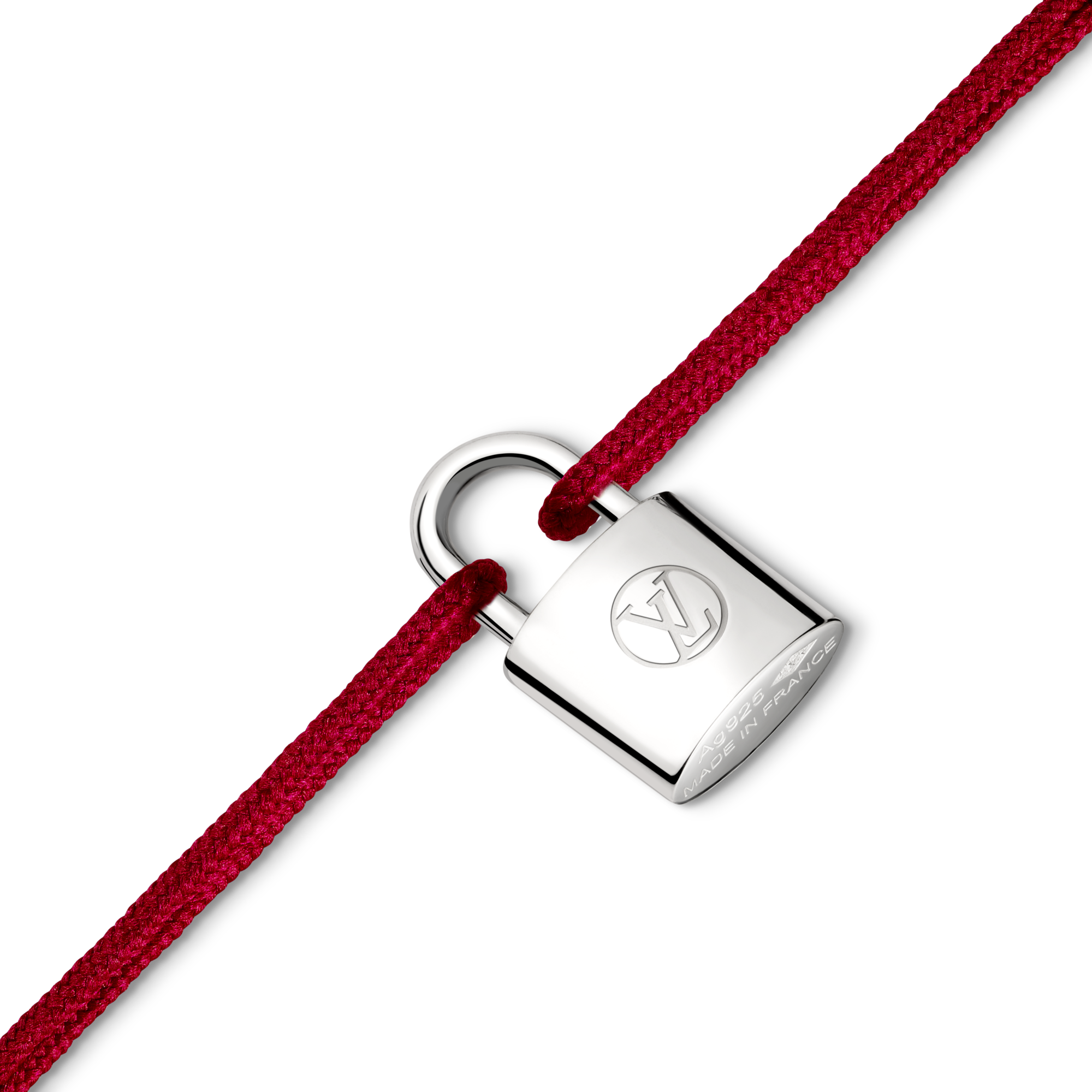 Bracelet Silver Lockit, argent sterling et cordon en polyester rouge ...