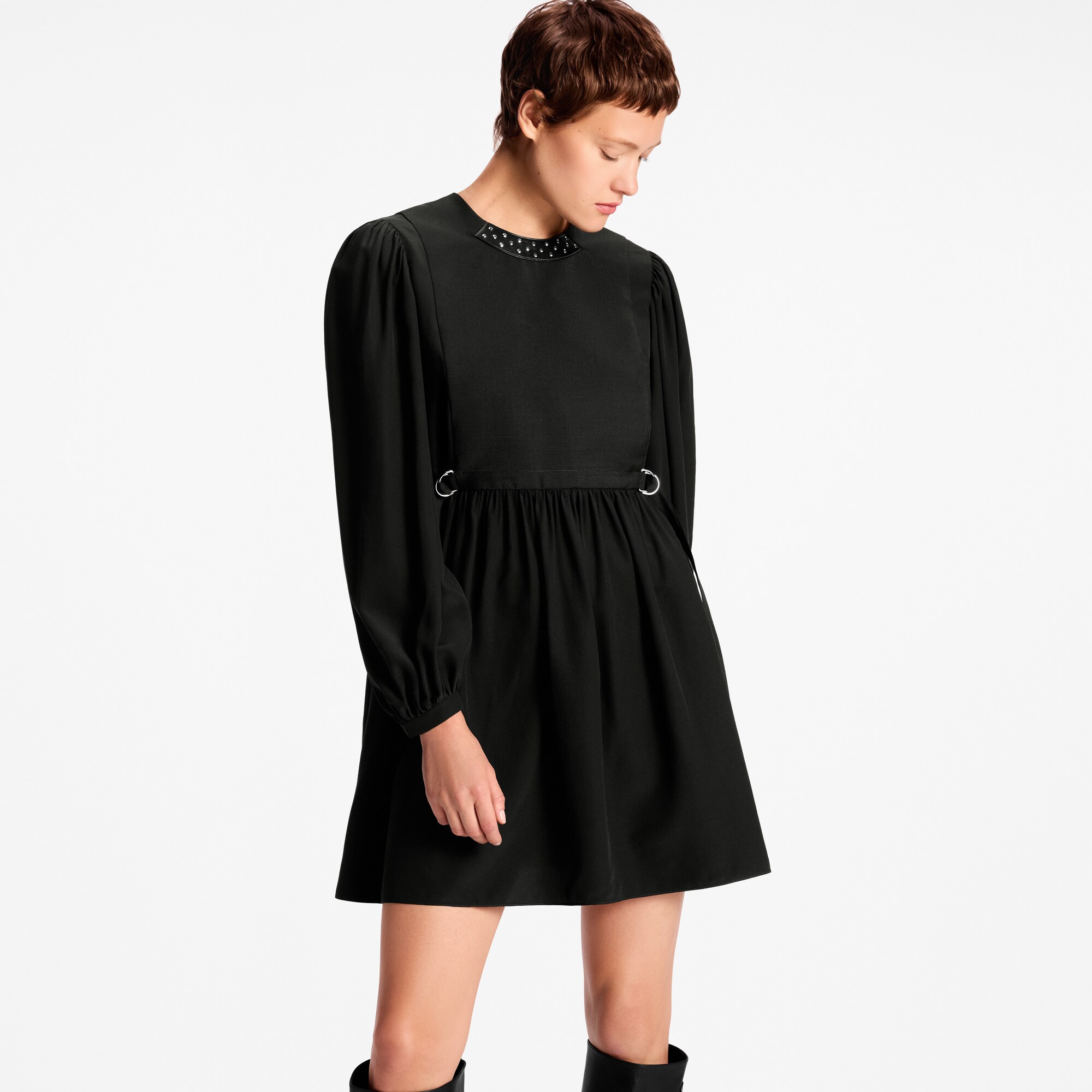 Robe à manches longues avec col orné de clous - Prêt-à-porter de luxe ...