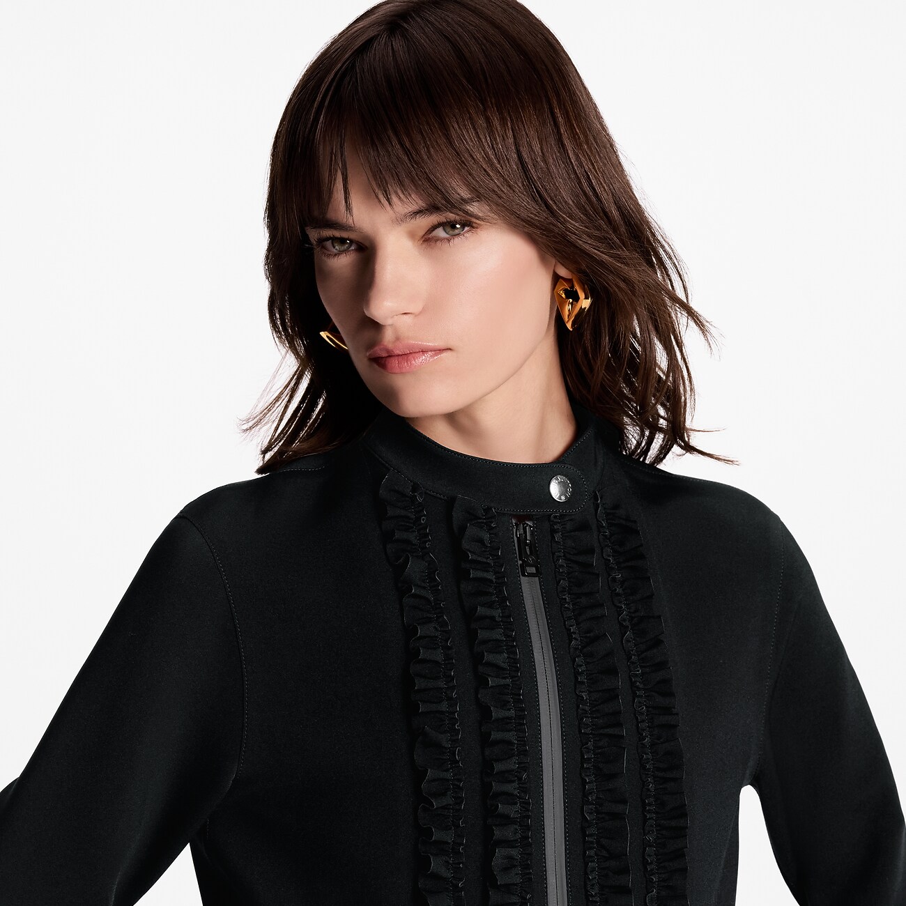 Robe en jersey technique à manches longues avec volants - Prêt-à-porter ...