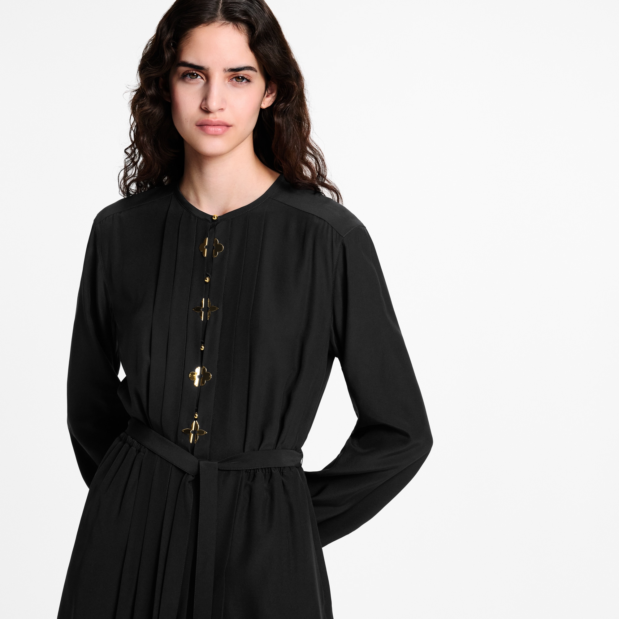 Robe plissée à détails Monogram | LOUIS VUITTON