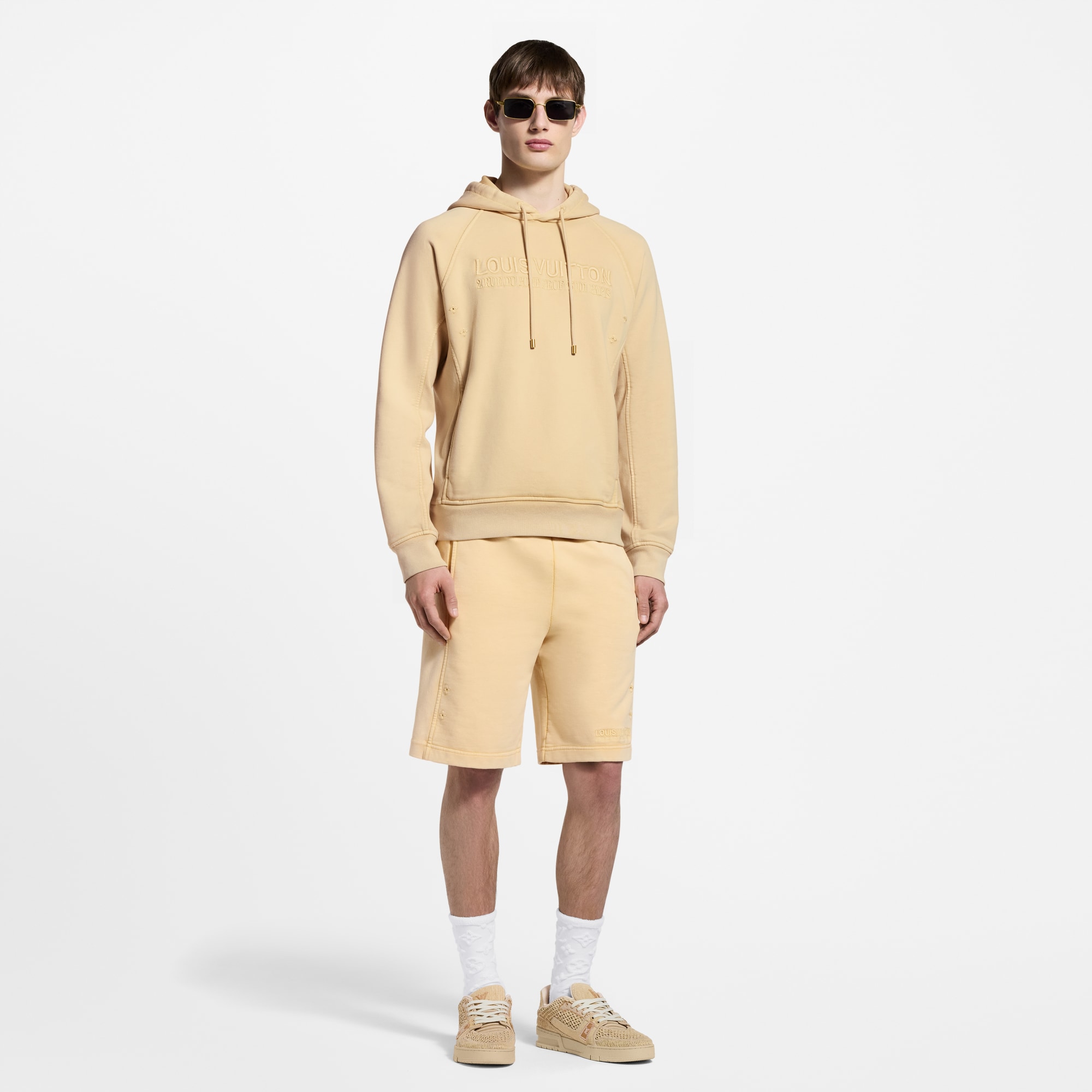 Sweat à capuche délavé avec détails côtelés | LOUIS VUITTON