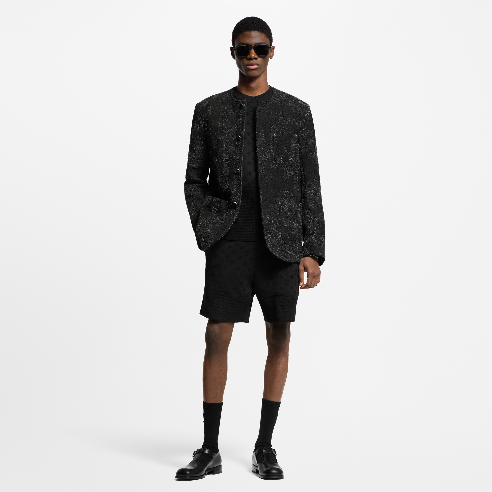 Veste chic sans col en denim bouclette - Prêt-à-porter de luxe | Homme ...